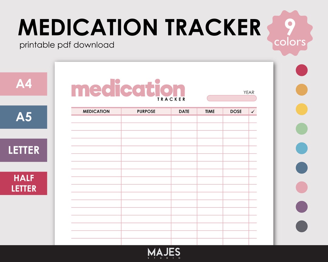 Printable Medication Tracker, Daily Pill Reminder (digital Download) - Etsy