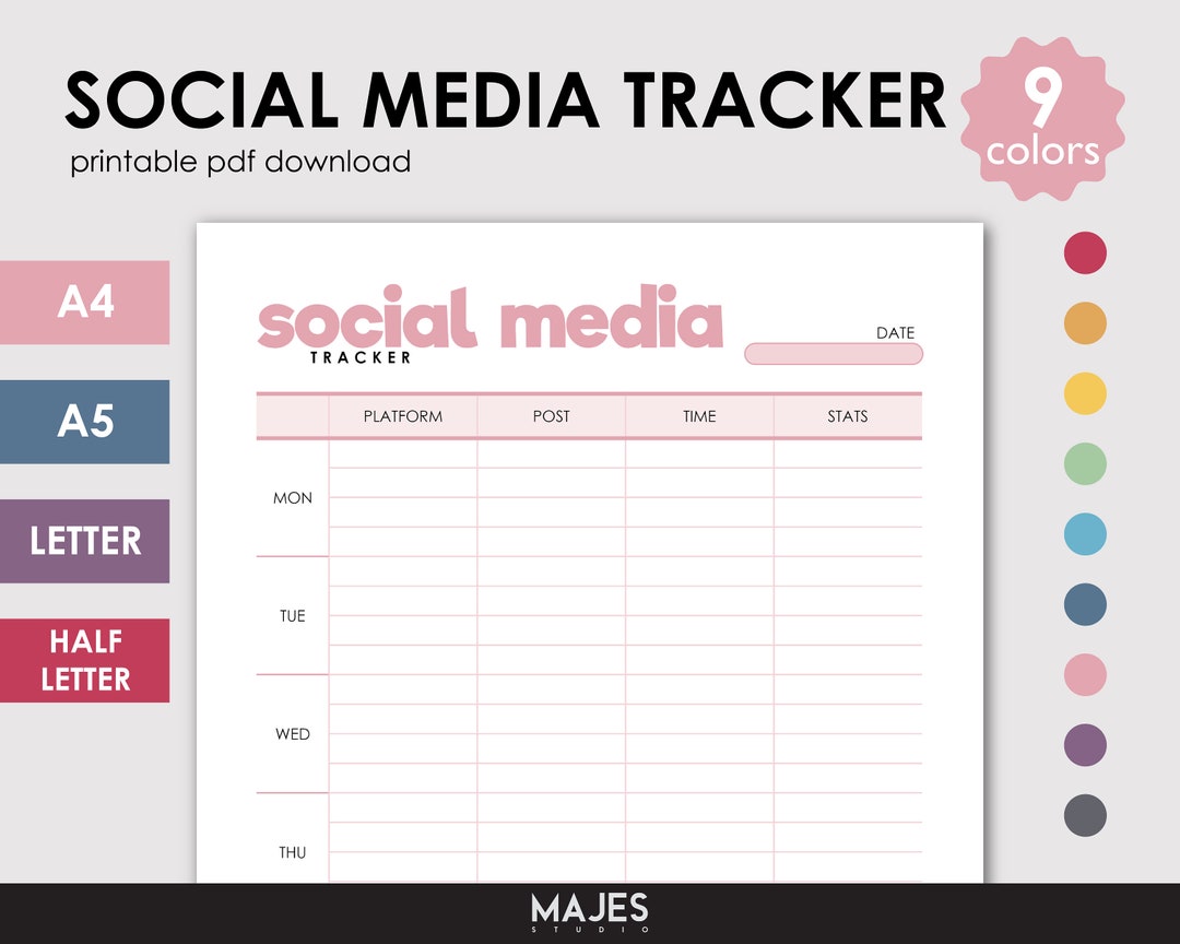 Social Media Planner, Content Calendar, Post Tracker (digital Download ...