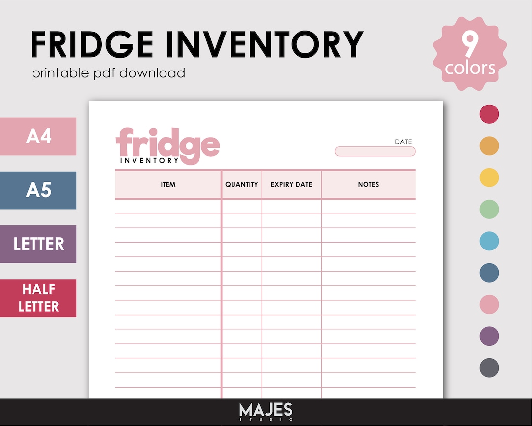 Fridge Inventory, Fridge Stock, Inventory Tracker, Household Planner ...