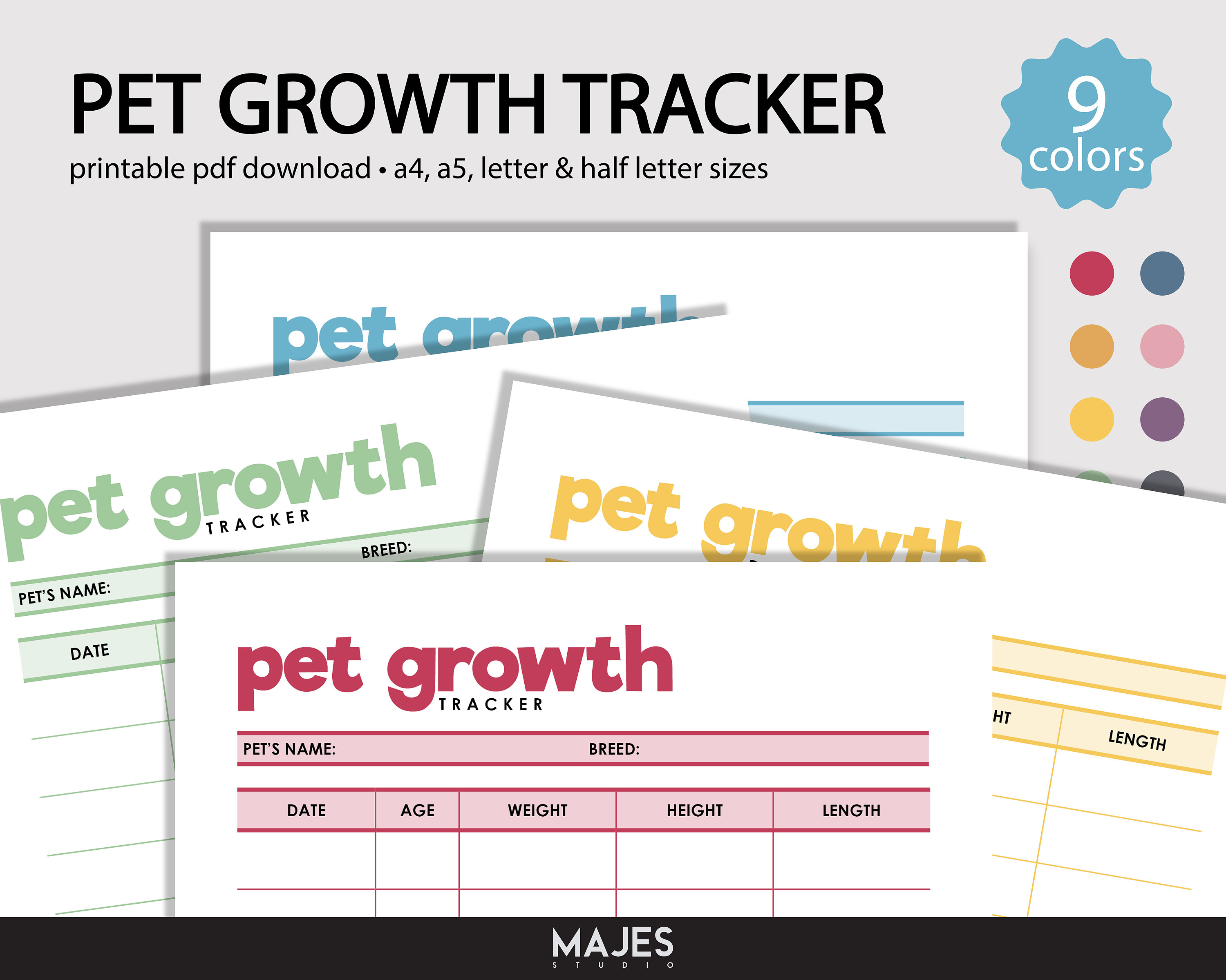 Pet Growth Log, Pet Growth Record, Cat Growth Journal, Dog Growth ...