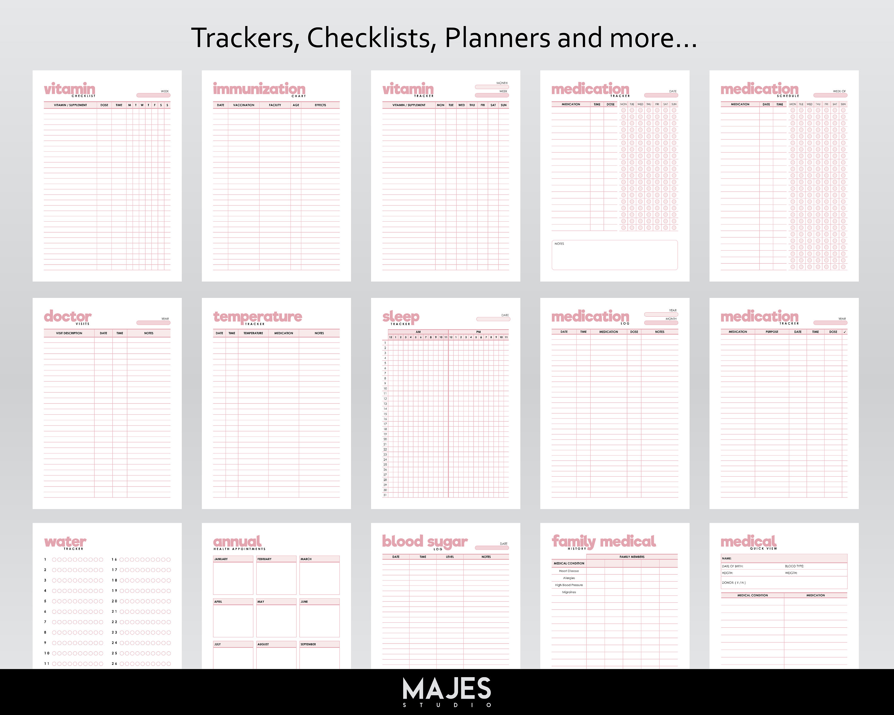 Medical Planner, Medication Tracker, Health Planner, Medical Organizer ...
