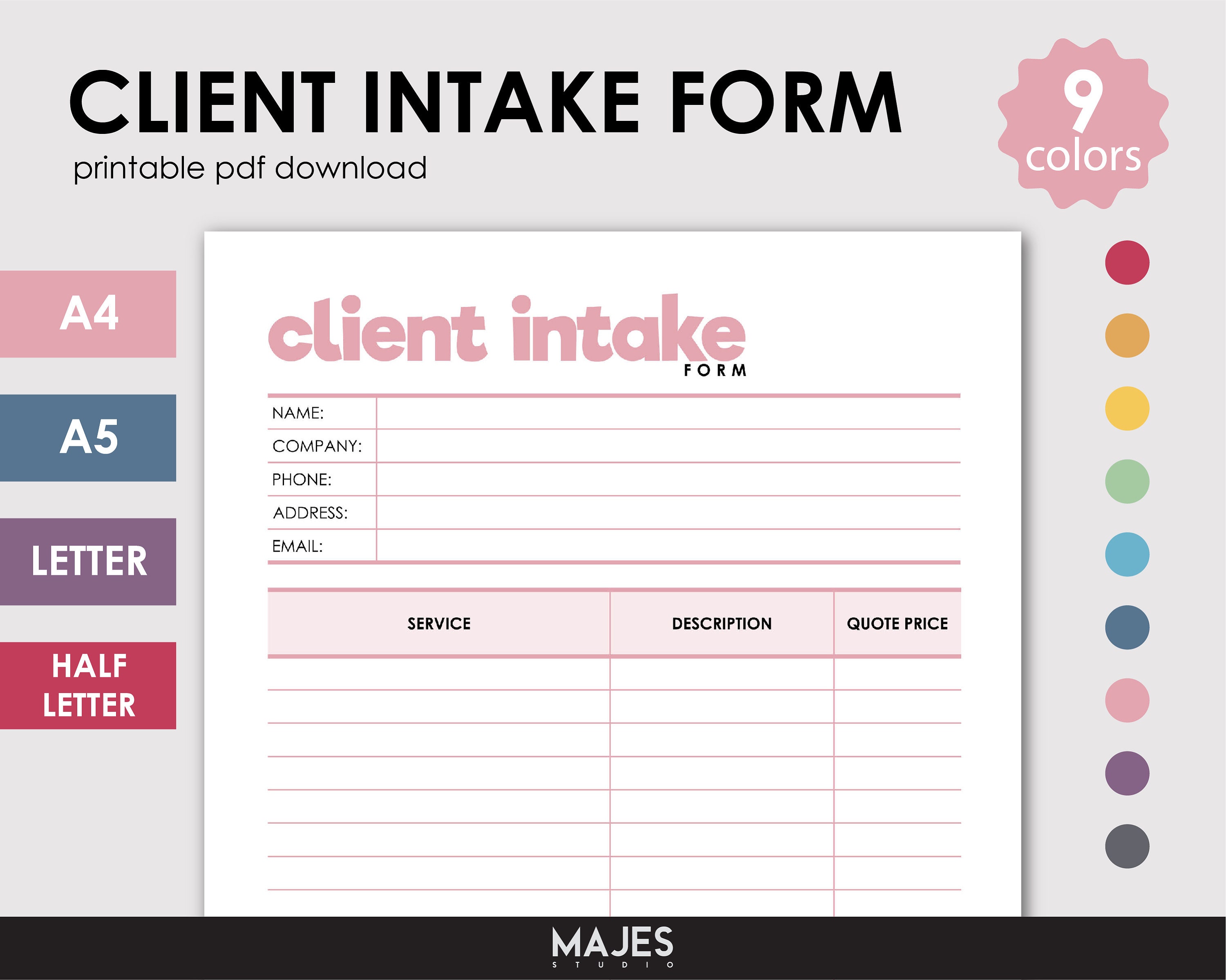 Client Intake Form, Tracker Planner Inserts (digital Prints) - Etsy