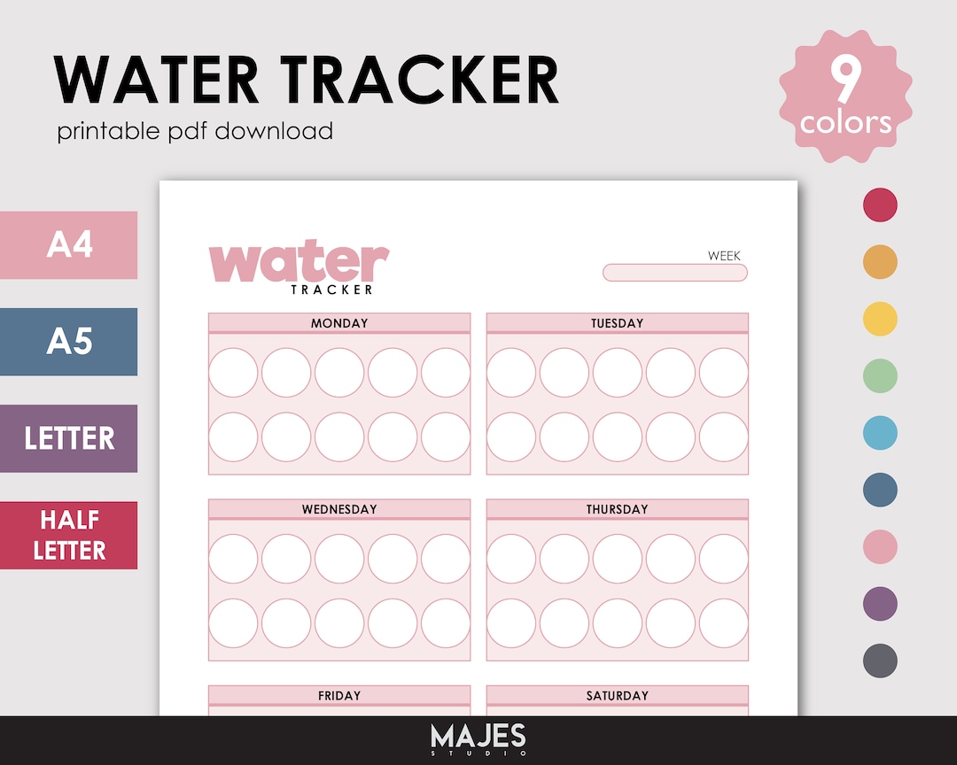 Water Tracker, Water Intake Tracker, Water Printable, Daily Water ...