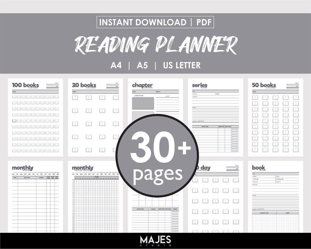 Reading Planner, Book Tracker, Review Journal (PDF Download) - Etsy