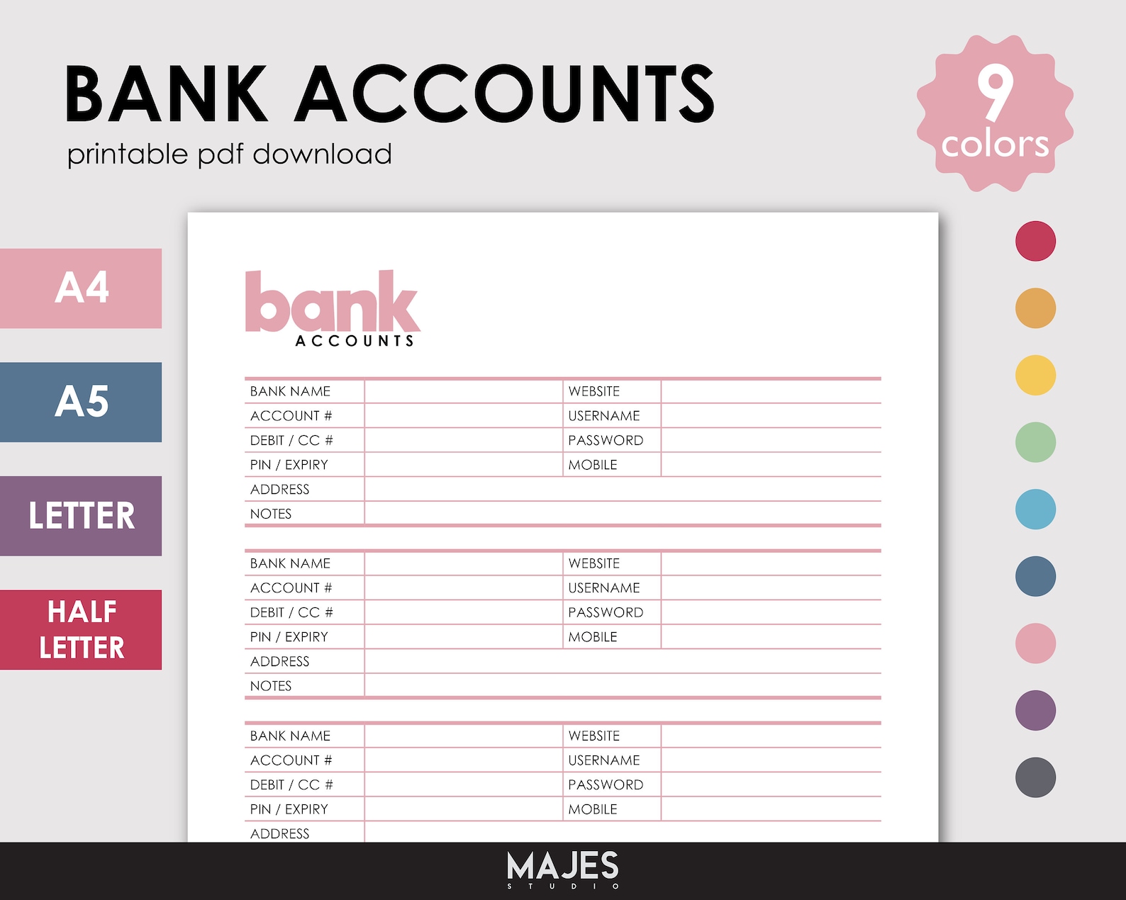 Bank Account Tracker, Account Tracker, Credit Card Tracker, Bank ...