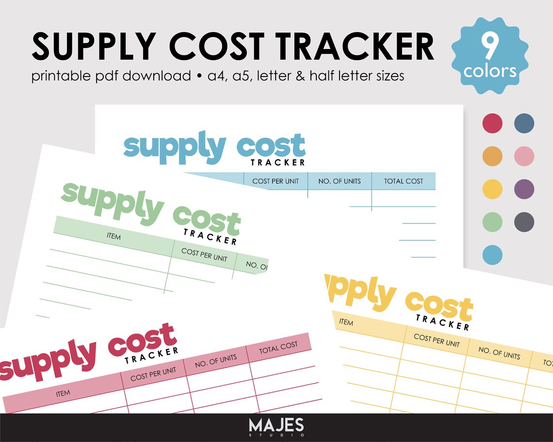 Supply Cost Tracker Tracker Printable Printable Planner - Etsy