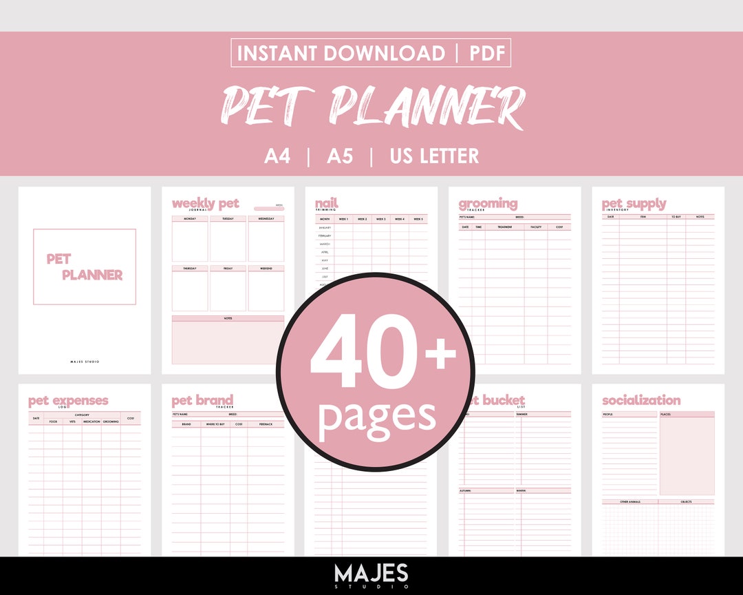 Pet Planner, Printable Planner, Dog Care Journal, Dog Printable, Pet ...
