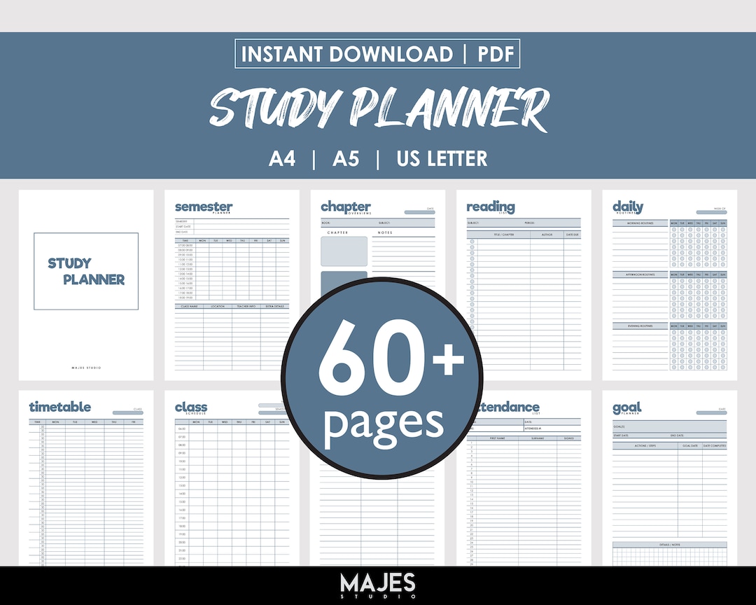Study Planner Pdf, Printable Planner, Academic Organizer, Student ...