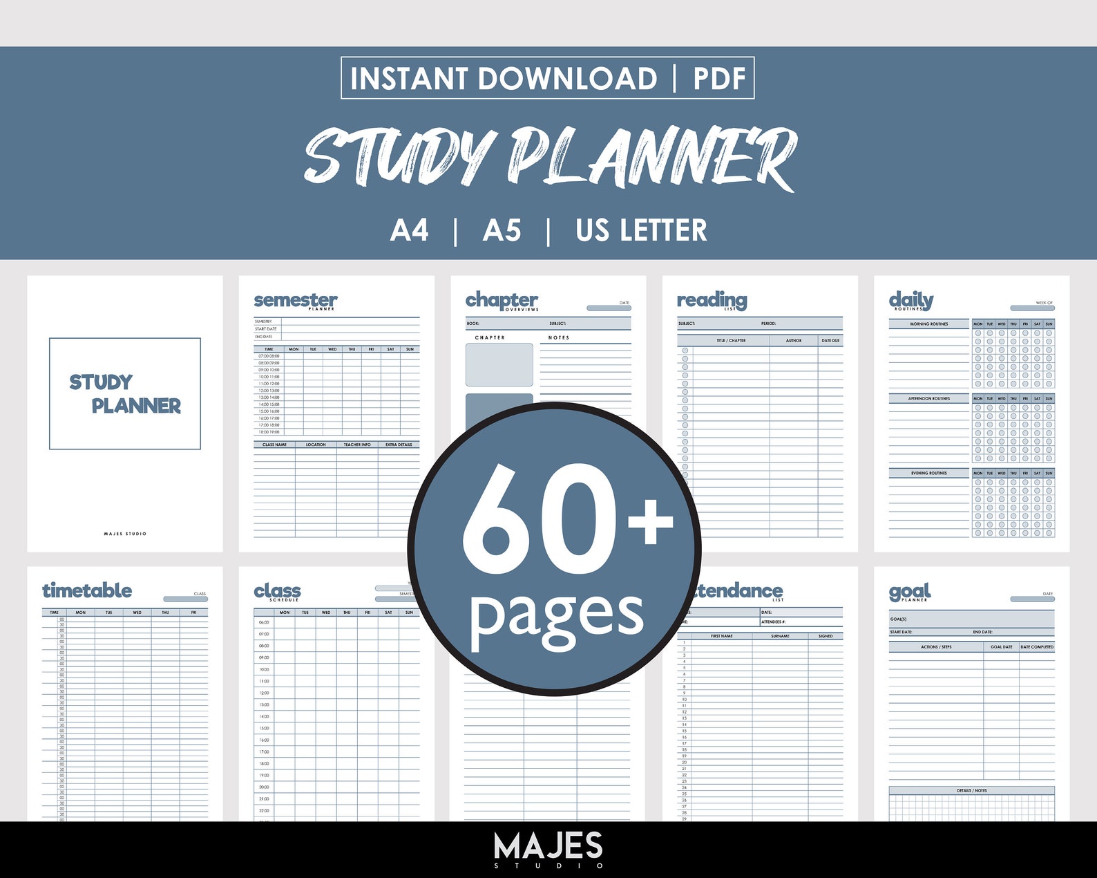 Study Planner Pdf, Printable Planner, Academic Organizer, Student ...