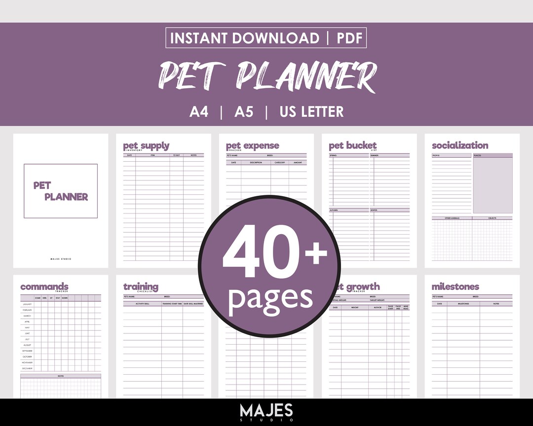Dog Planner, Pet Planner, Digital Planner, Cat Planner, Pet Organizer ...