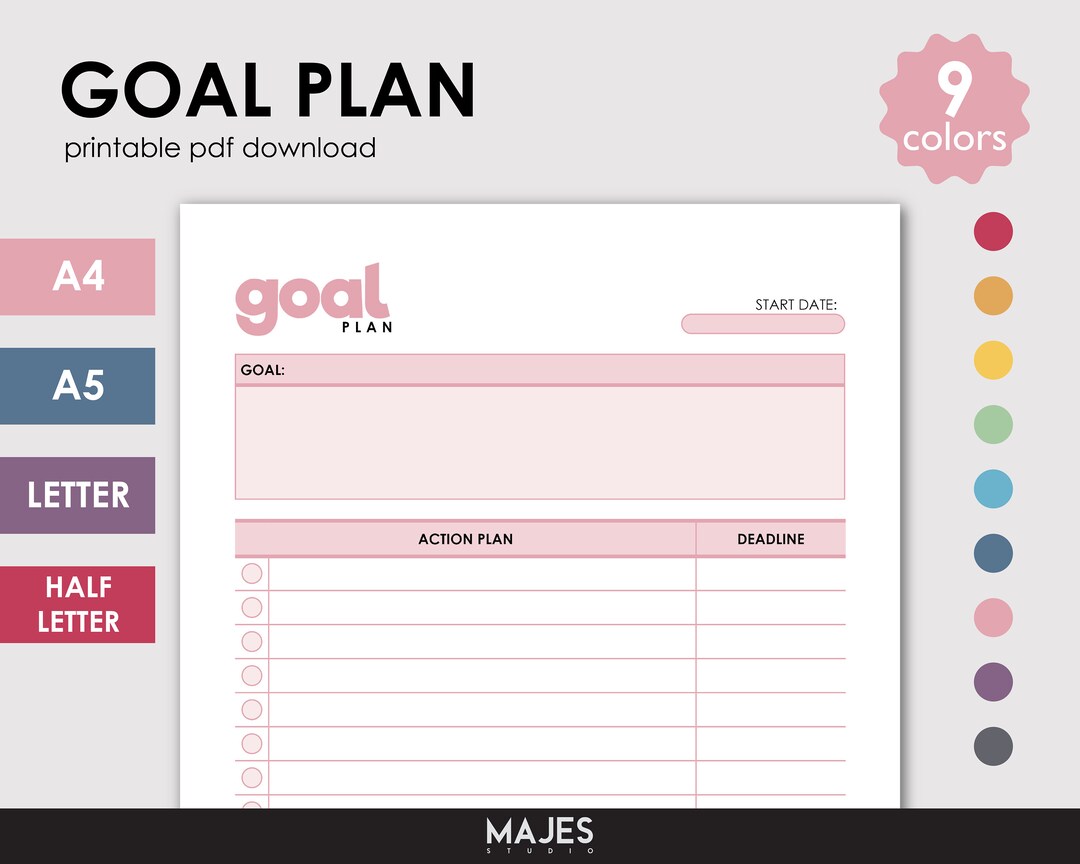 Goal Planner Pdf, Goal Plan Printable, Goal Setting, Action Plan, Goal ...