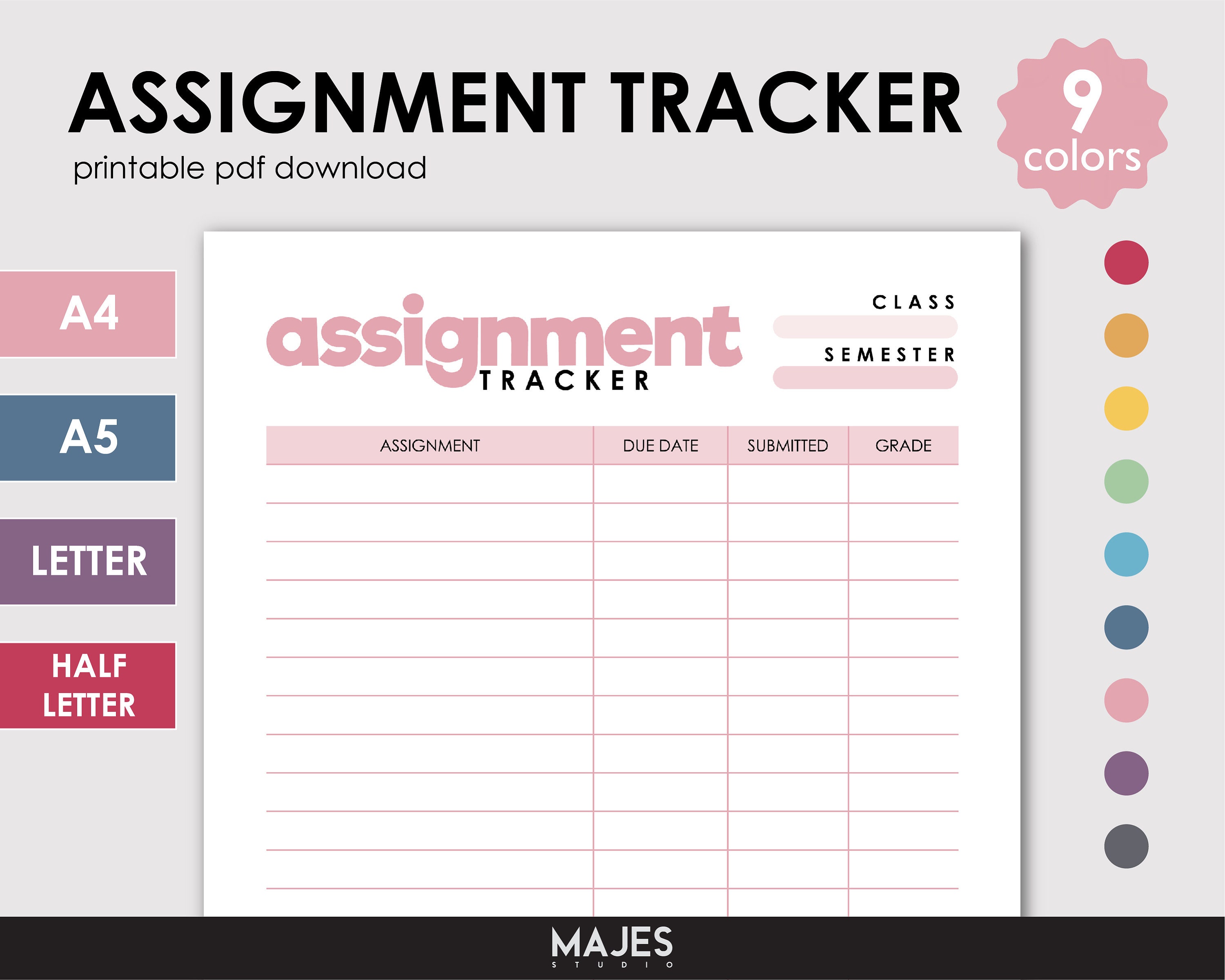 Assignment Planner Assignment Tracker Homework Planner - Etsy