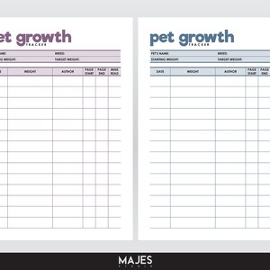 Cat Growth Track, Pet Progress, Printable Pet Growth, Animal Weight Log ...