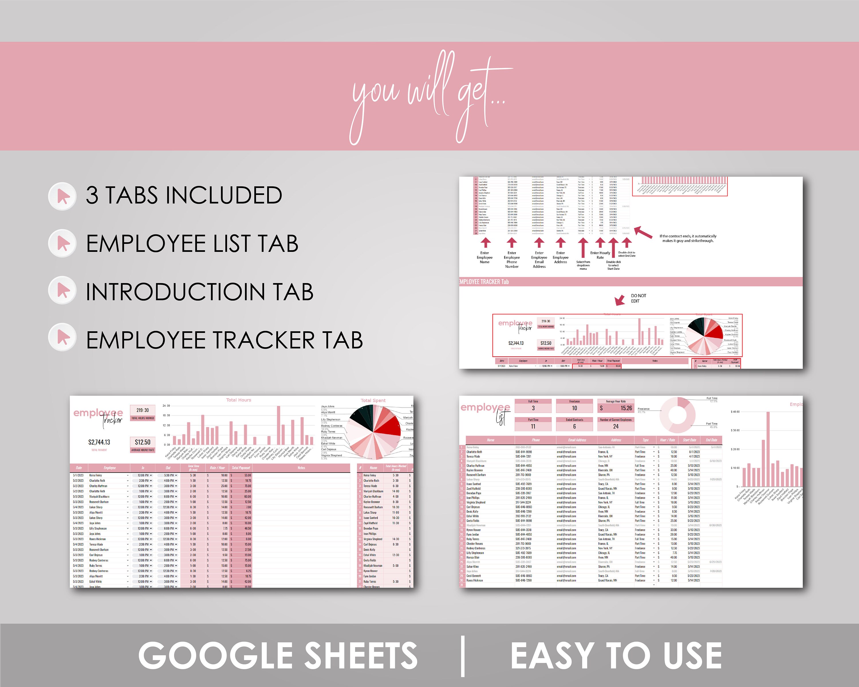 Employee Tracker Google Sheet Template (digital Download) - Etsy