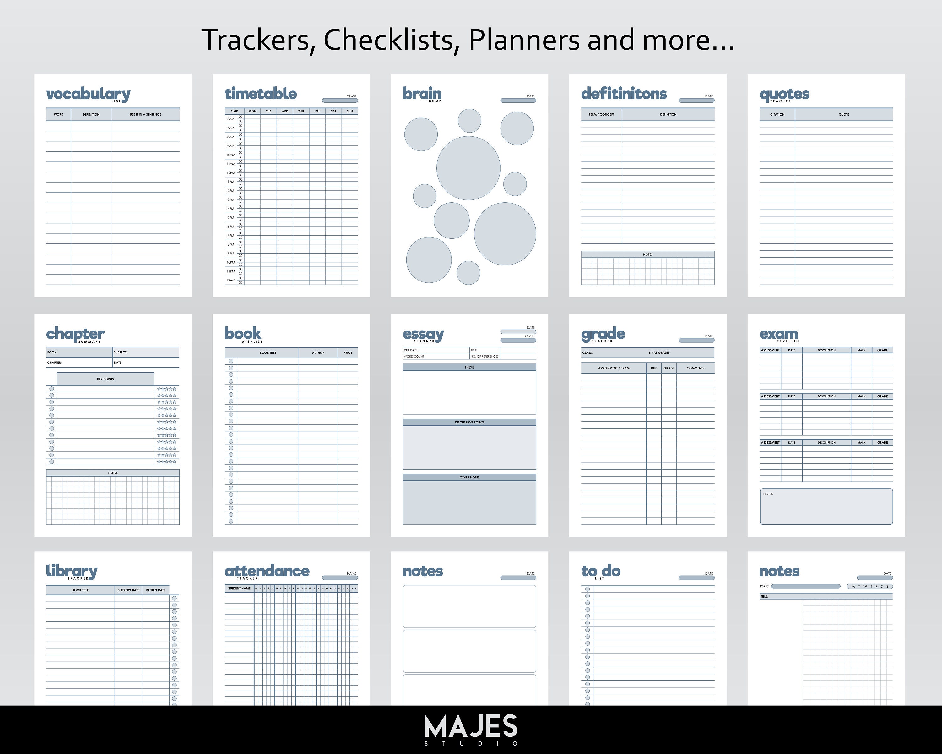 Study Planner Pdf, Printable Planner, Academic Organizer, Student ...