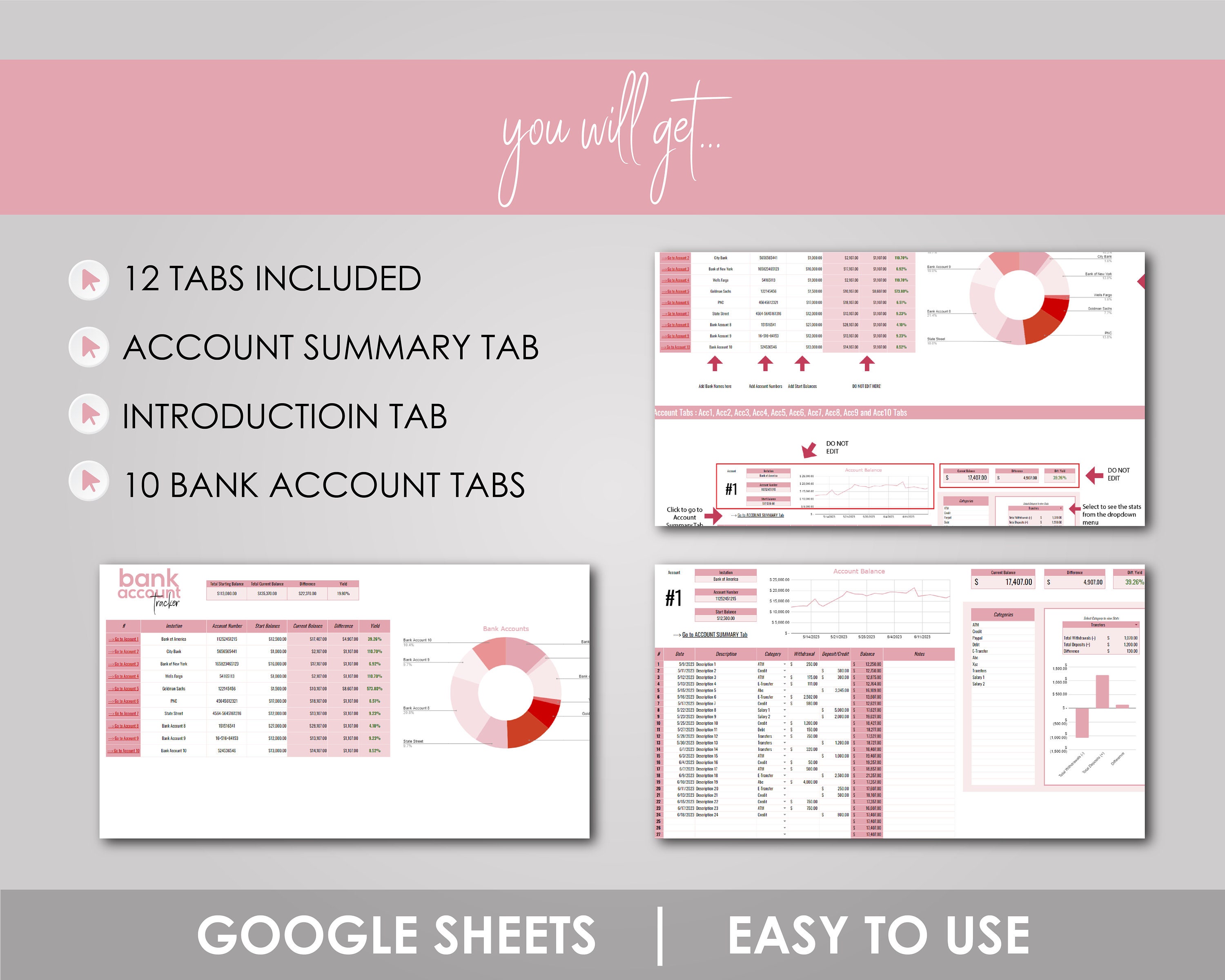 Account Organizer, Money Tracker, Budget Excel, Finance Tracker ...