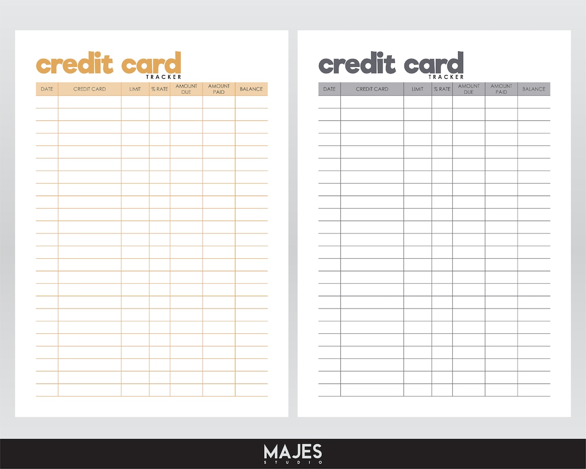 Credit Card Tracker Credit Card Planner Debt Free Journey - Etsy