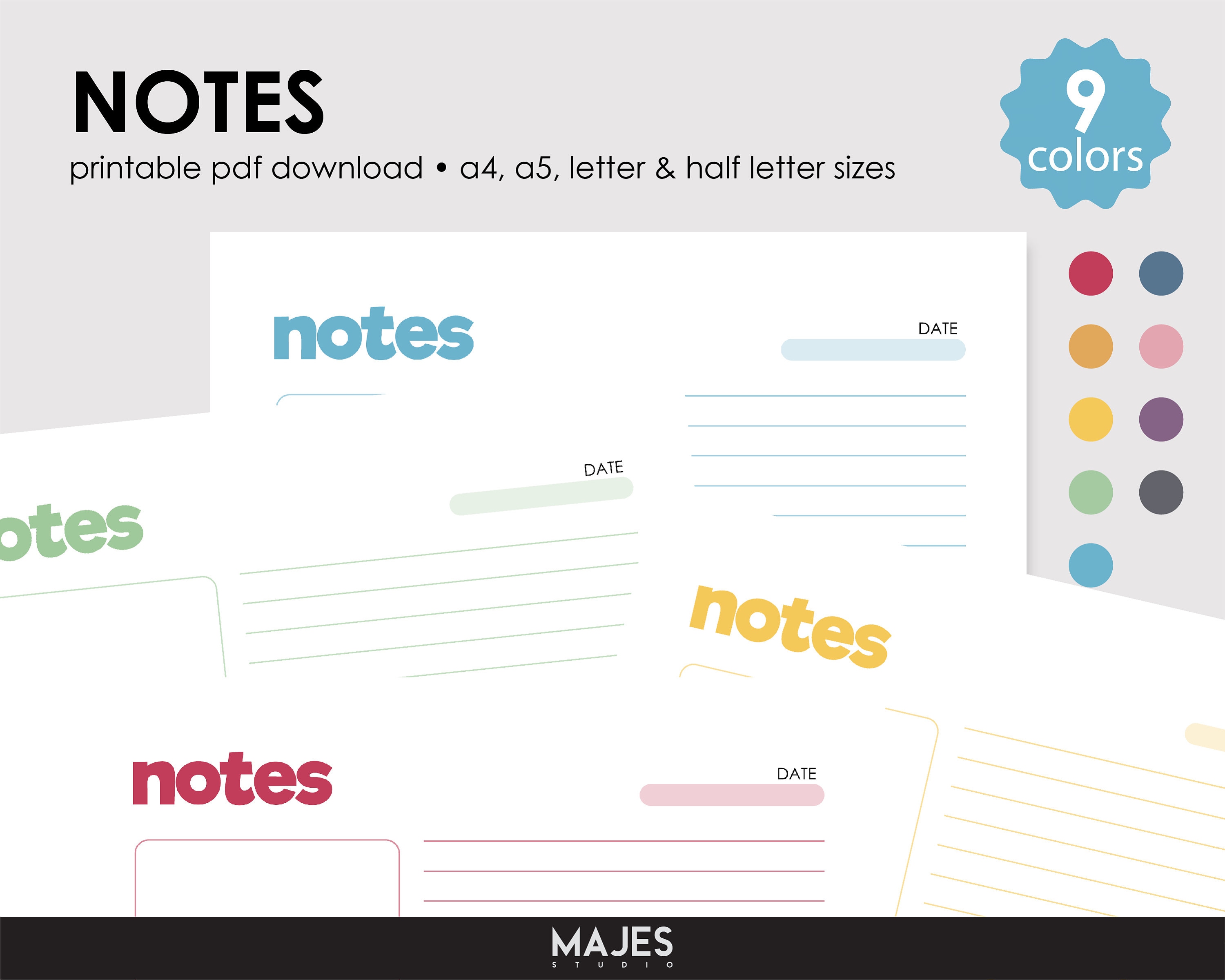 Notes Page Printable Lined Notes Writing Paper Note - Etsy