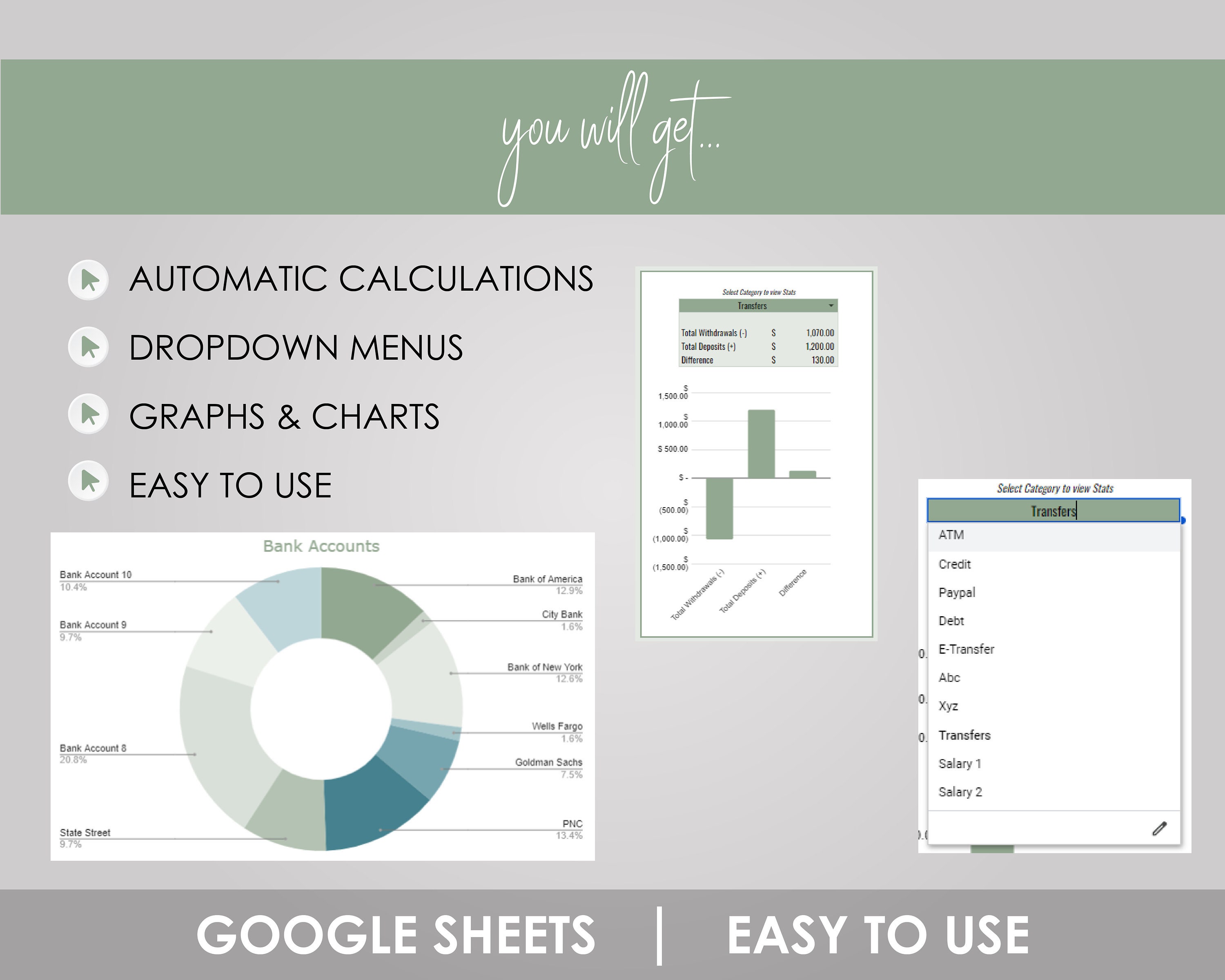 Bank Account Tracker, Google Sheets Template (digital Download) - Etsy
