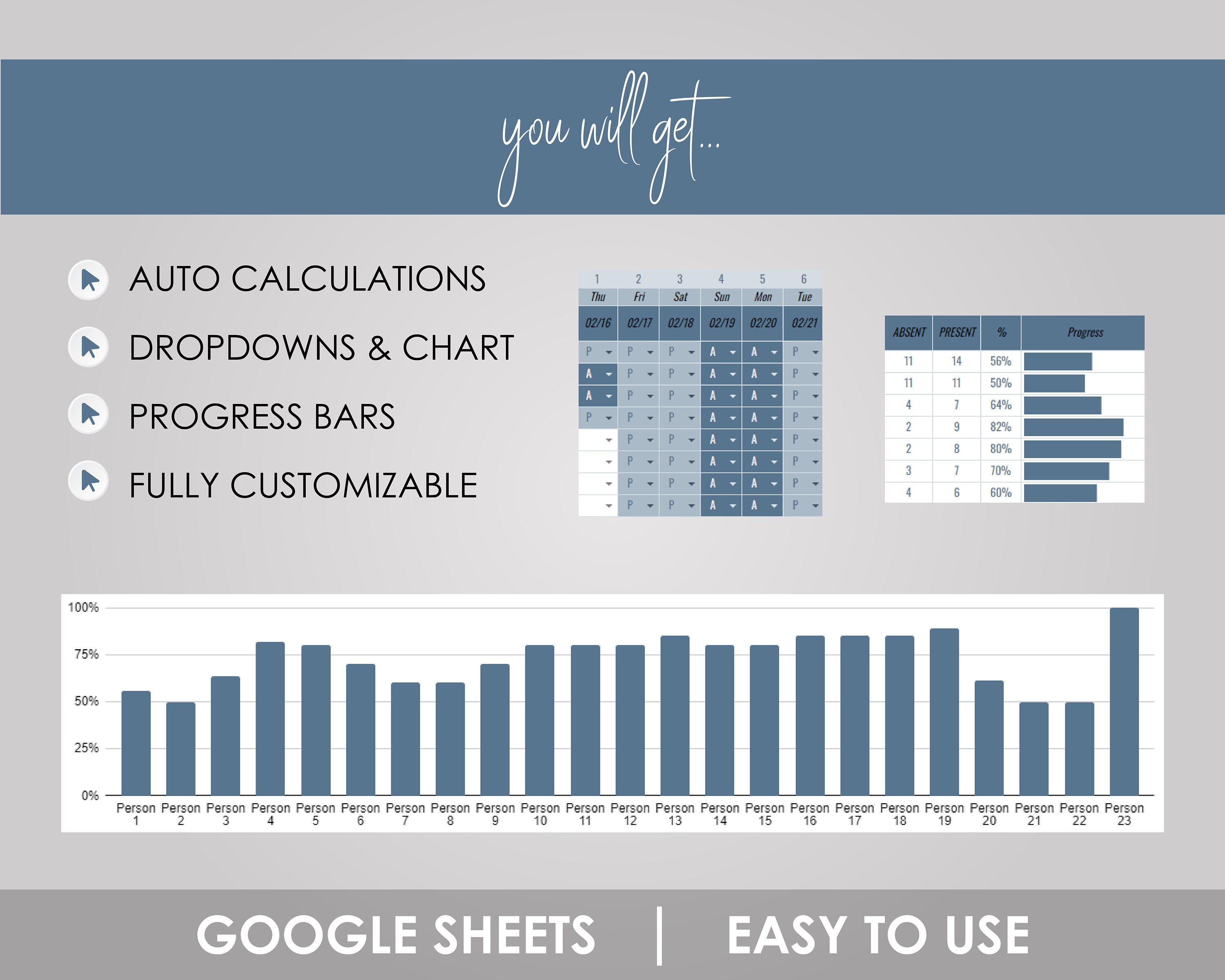 Attendance Tracker: Google Sheet Log for Student, Employee Monitoring ...