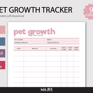 Cat Growth Track, Pet Progress, Printable Pet Growth, Animal Weight Log ...