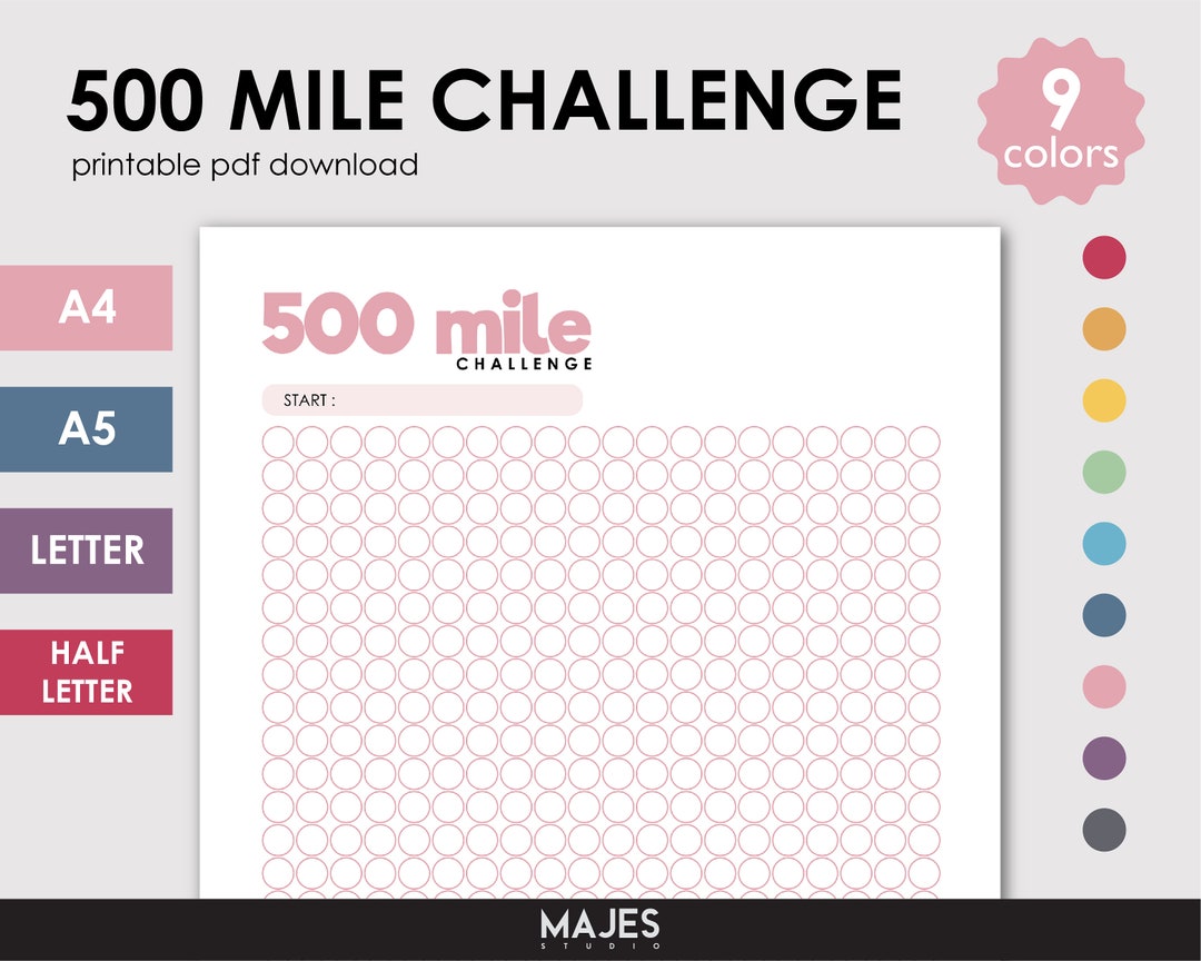 500 Mile Challenge, Lifestyle Challenges, Run or Walk Prints, Exercise ...