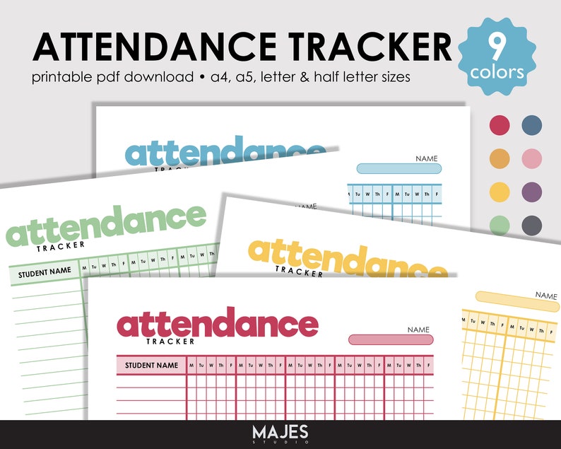 Student Attendance Tracker, Printable PDF (A4, A5, Letter) - Etsy