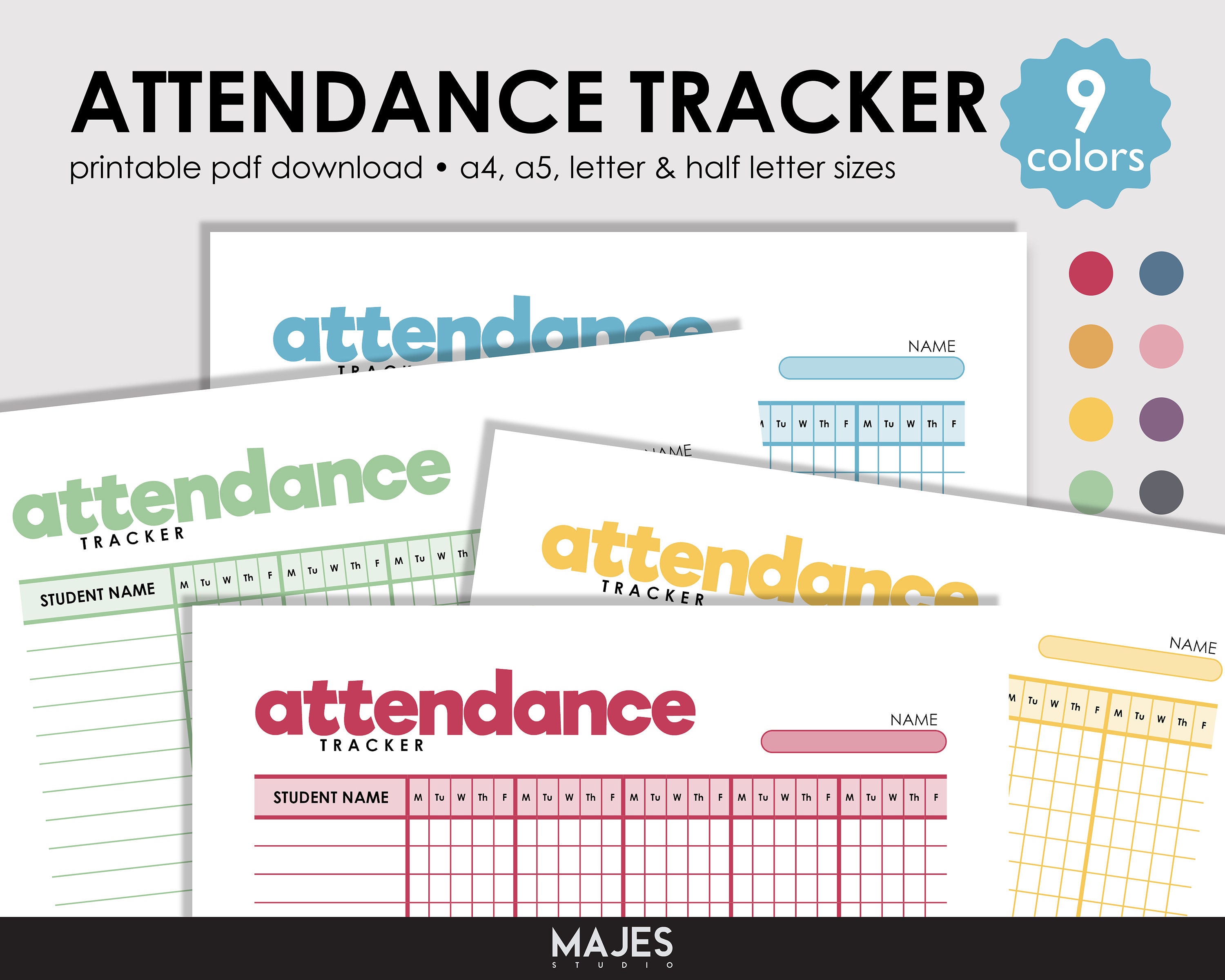 Student Attendance Tracker, Printable PDF (A4, A5, Letter) - Etsy