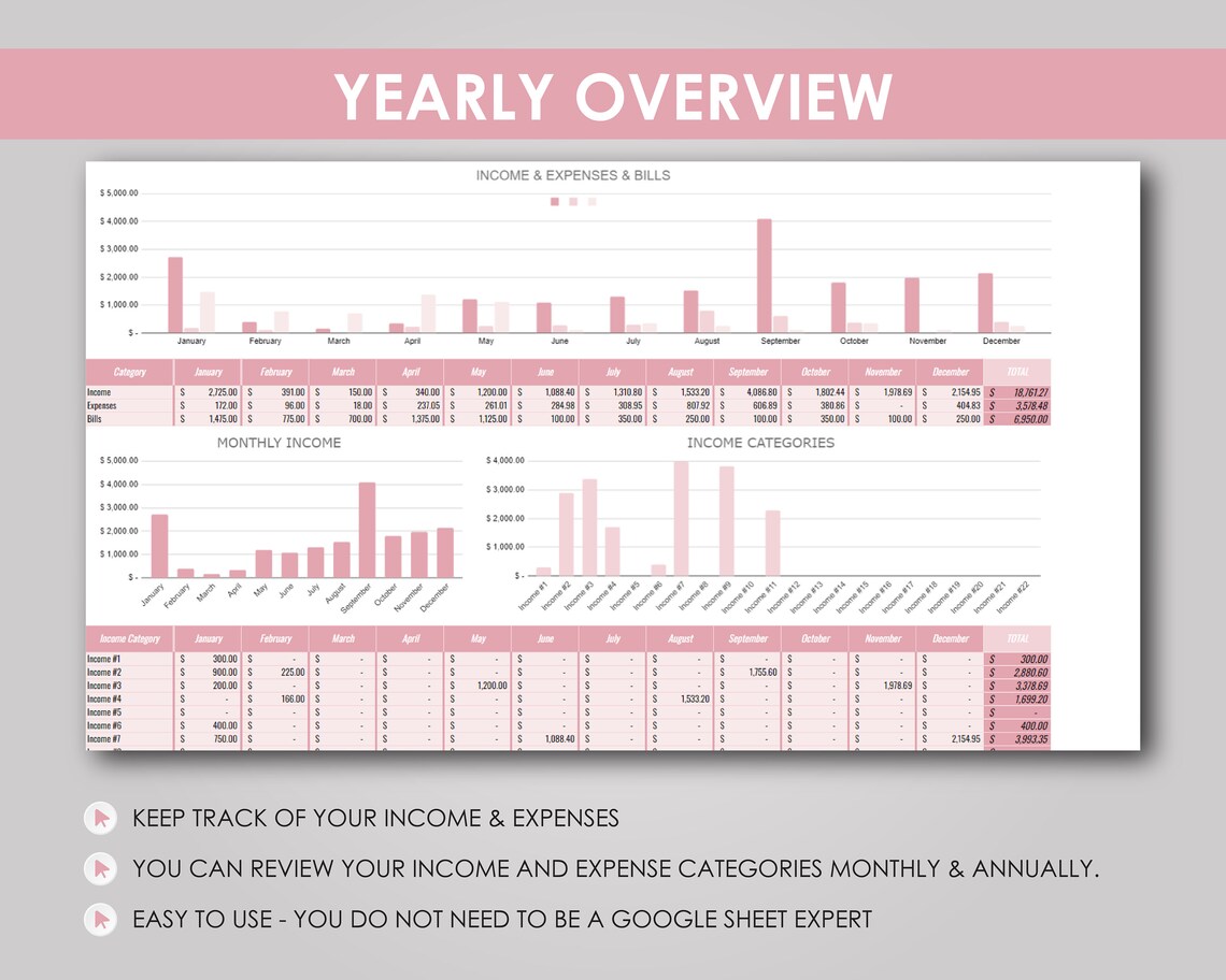 Income and Expense Tracker Business Tracker Google Sheets - Etsy