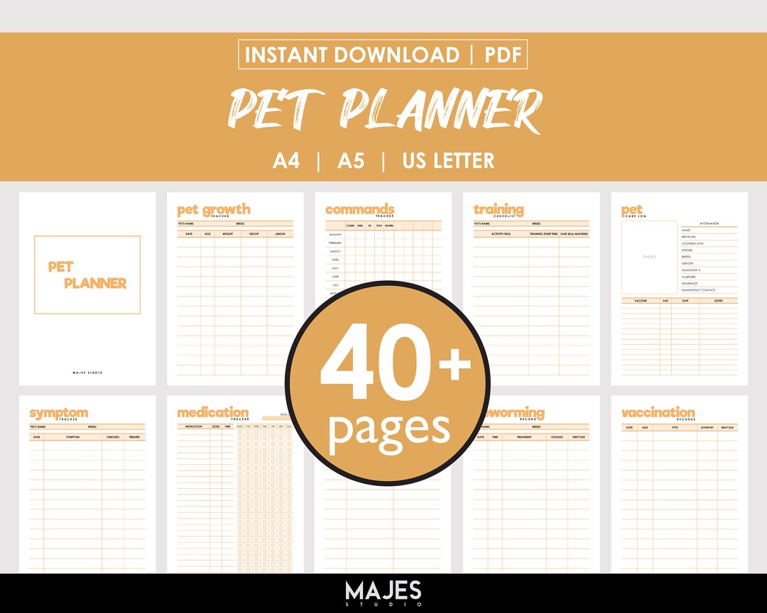 Pet Planner, Animal Organizer, Pet Care Journal, Dog Cat Planner, Pet ...