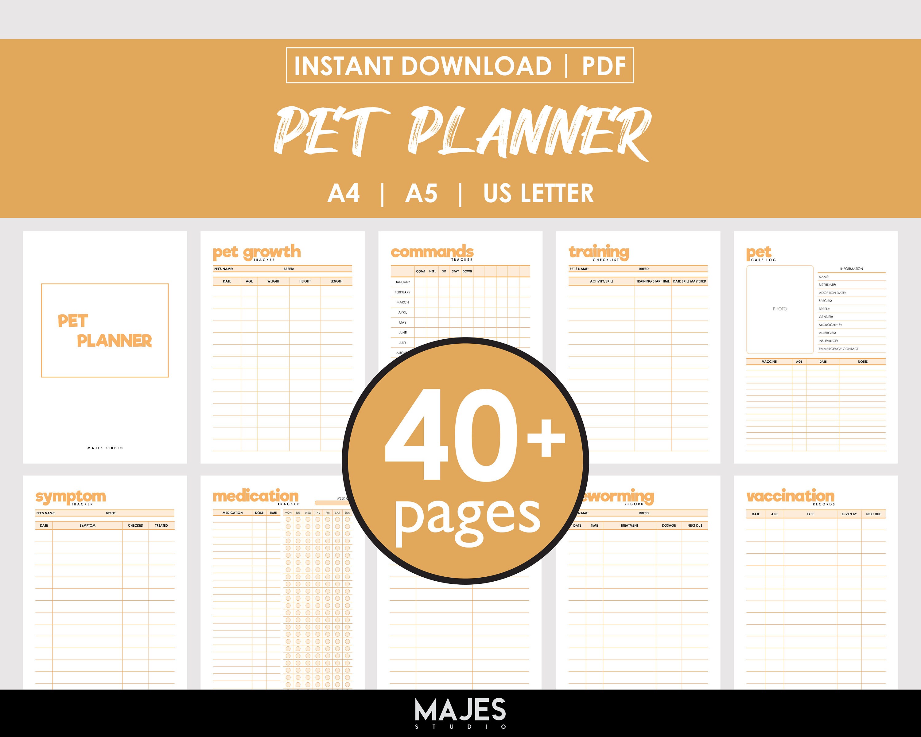 Pet Planner, Animal Organizer, Pet Care Journal, Dog Cat Planner, Pet ...