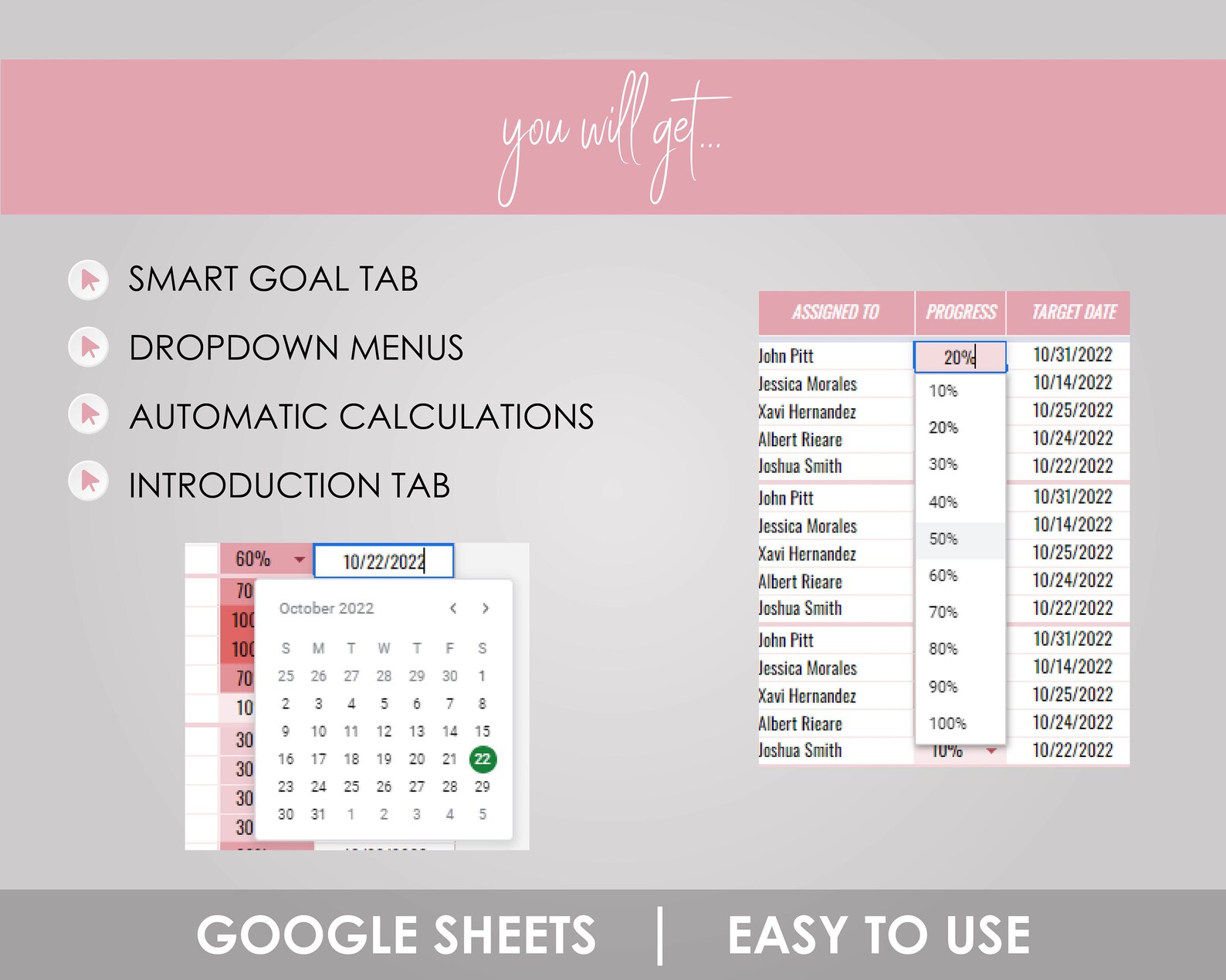 Smart Goal Templates, Digital Smart Goal, Minimal Smart Goal, Letter ...
