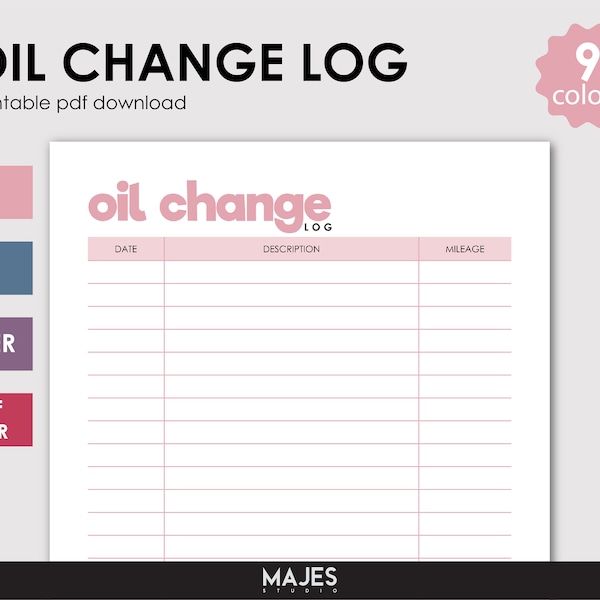 Oil Change Sheet - Etsy