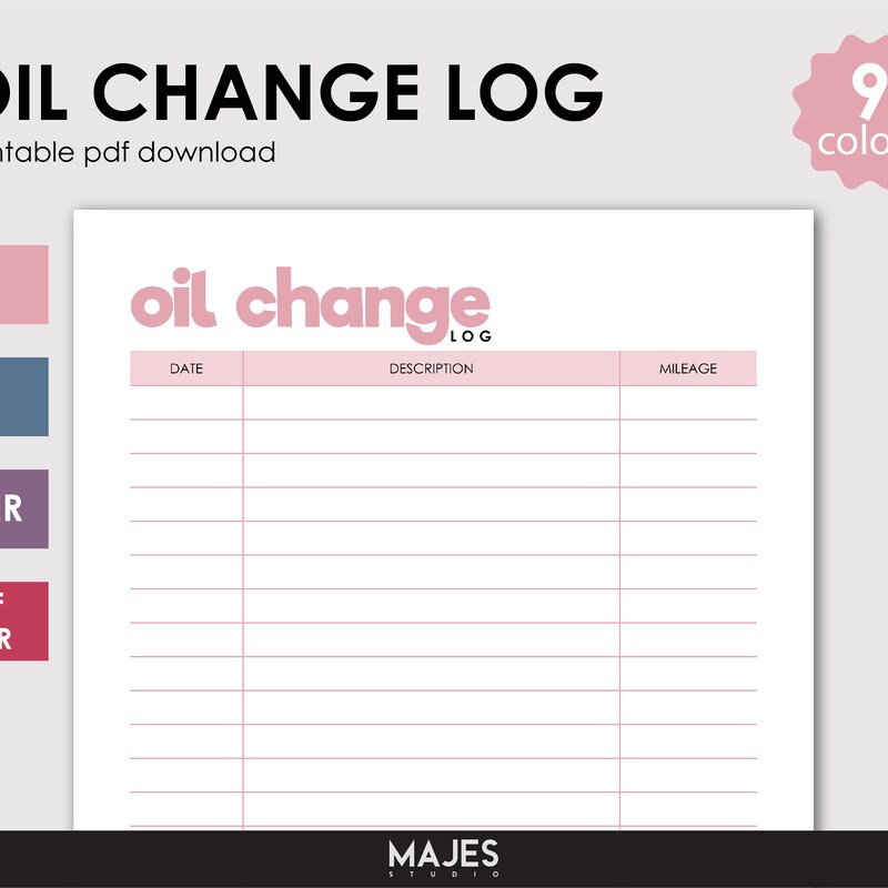 Oil Change Log Sheet - Etsy