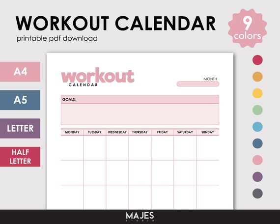 Monthly Exercise Calendar Printable