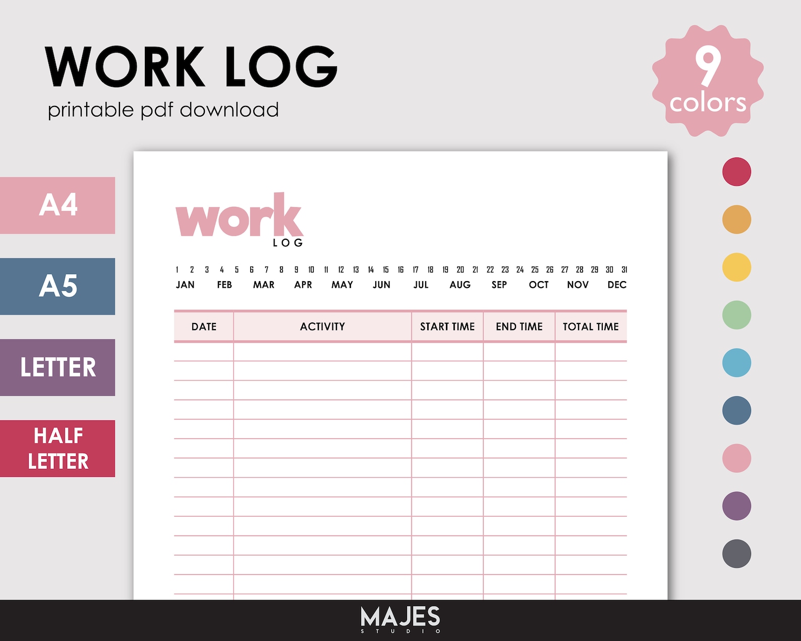 Printable Work Time Log, Employee Timesheet (digital Download) - Etsy