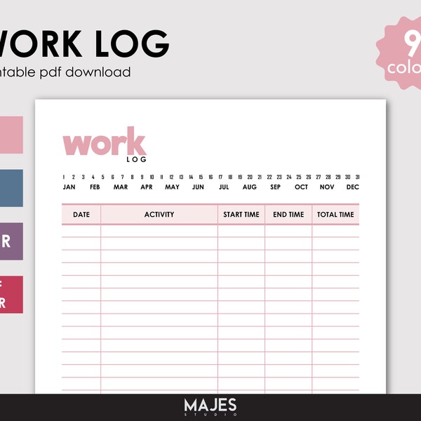 Work Time Tracking Sheet - Etsy