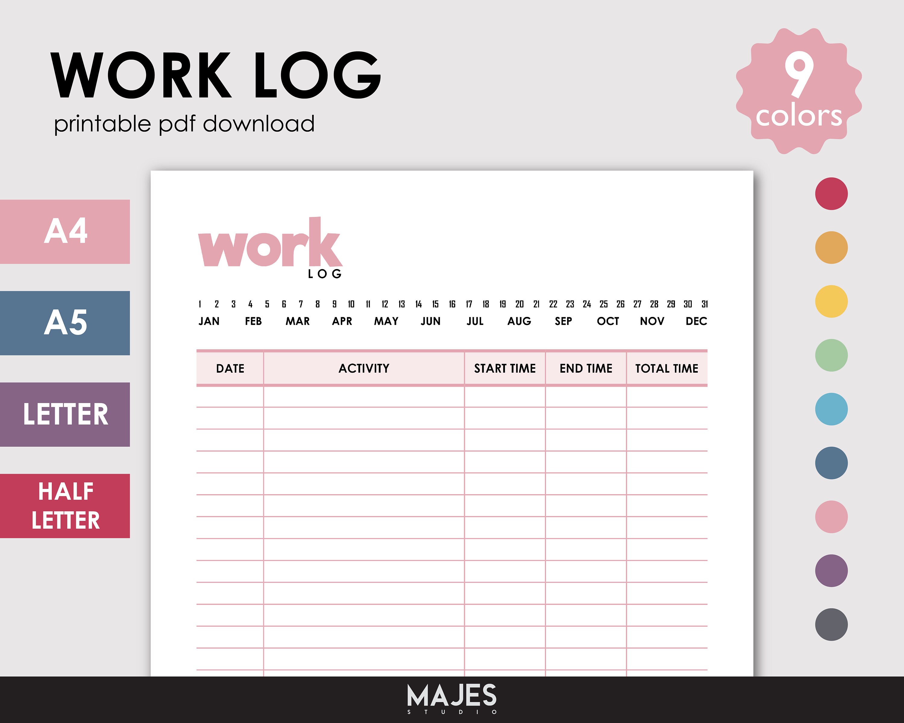Printable Work Time Log, Employee Timesheet (digital Download) - Etsy
