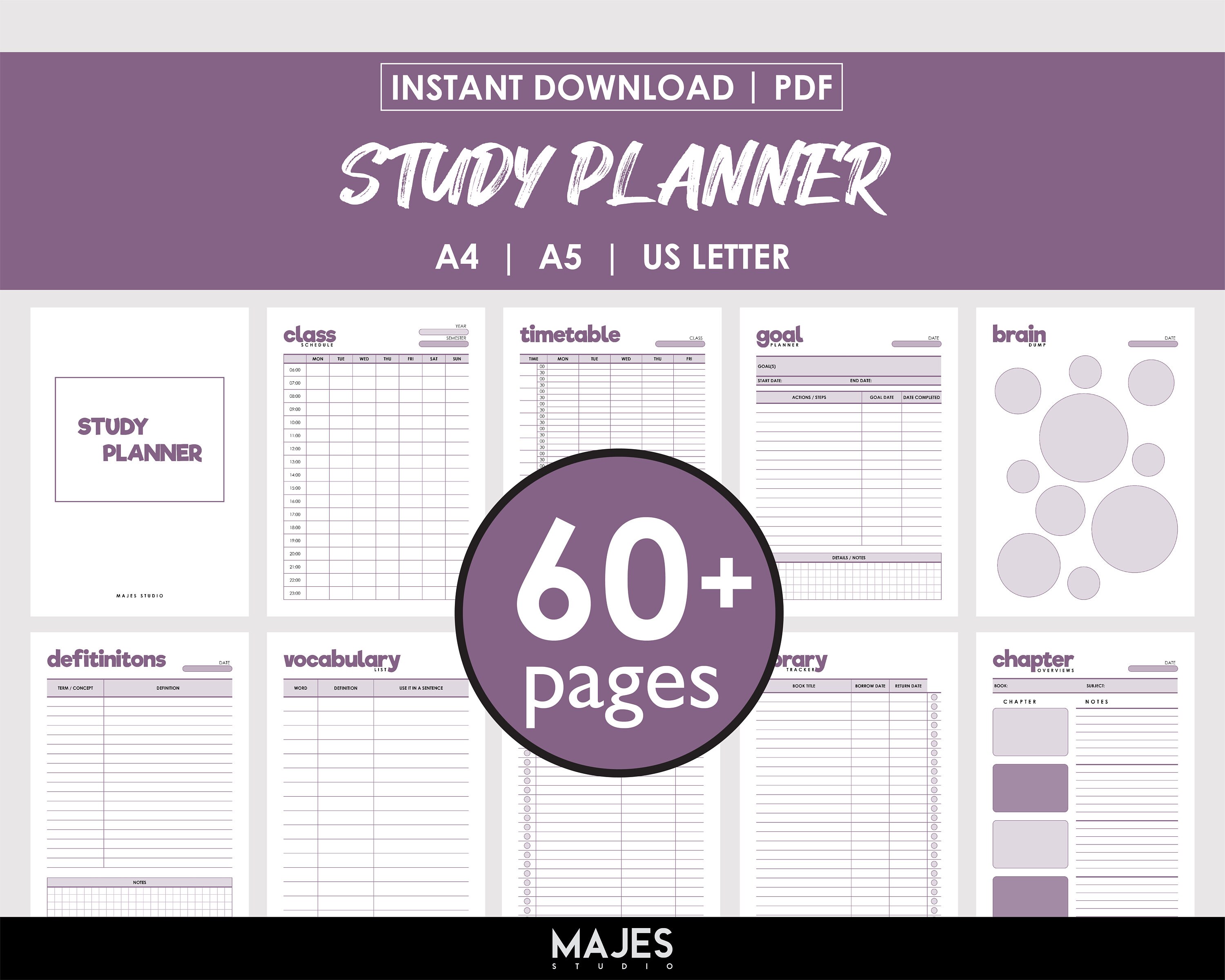School Planner, Student Notebook, Planner Templates, Digital Planner ...