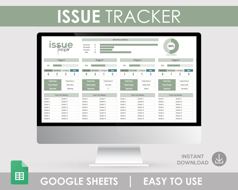 Issue Tracker Issue Planner Project Issue Log Project to - Etsy
