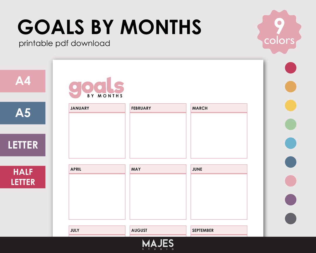 Monthly Planner, Goal Setting, Planner Inserts, Yearly Goals, Monthly ...