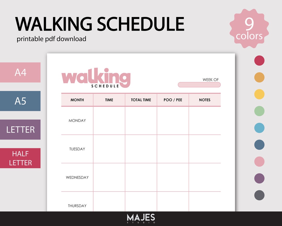 Dog Walking Planner, Dog Walking Template, Printable Dog, Dog Care, Dog ...