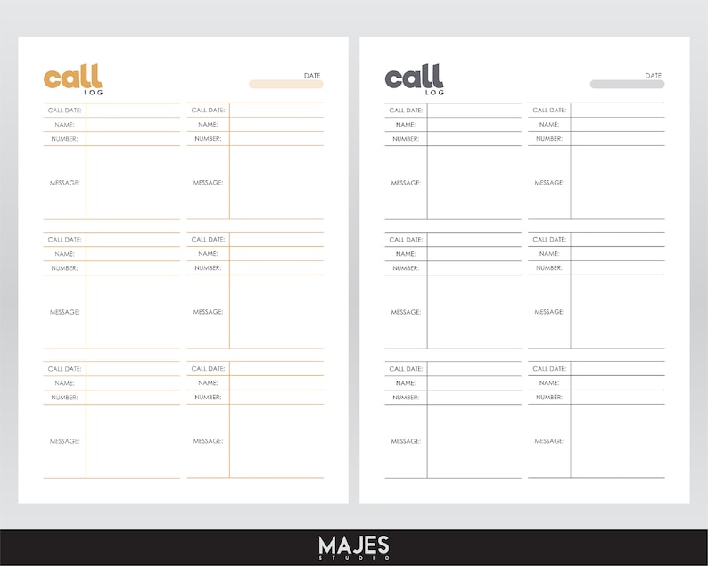 Call Log Pdf Missed Call Log Incoming Call Log Business - Etsy