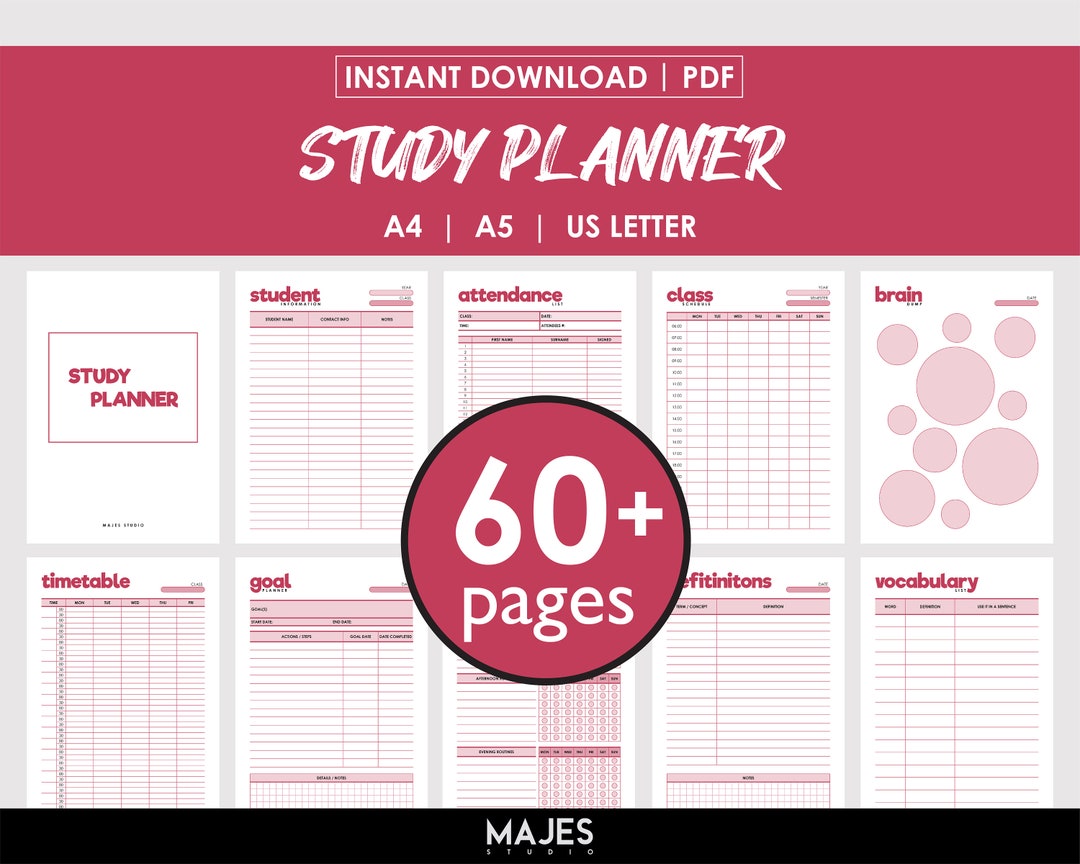 Study Planning PDF: Ultimate Student Organizer Bundle | A4, A5, US ...
