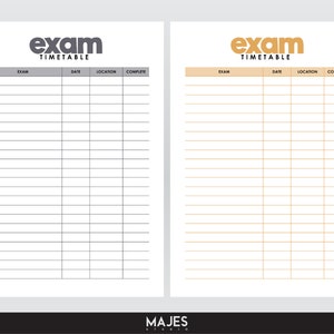 Exam Timetable, Exam Template, Exam Study, Exam Organizer, Quiz Planner ...