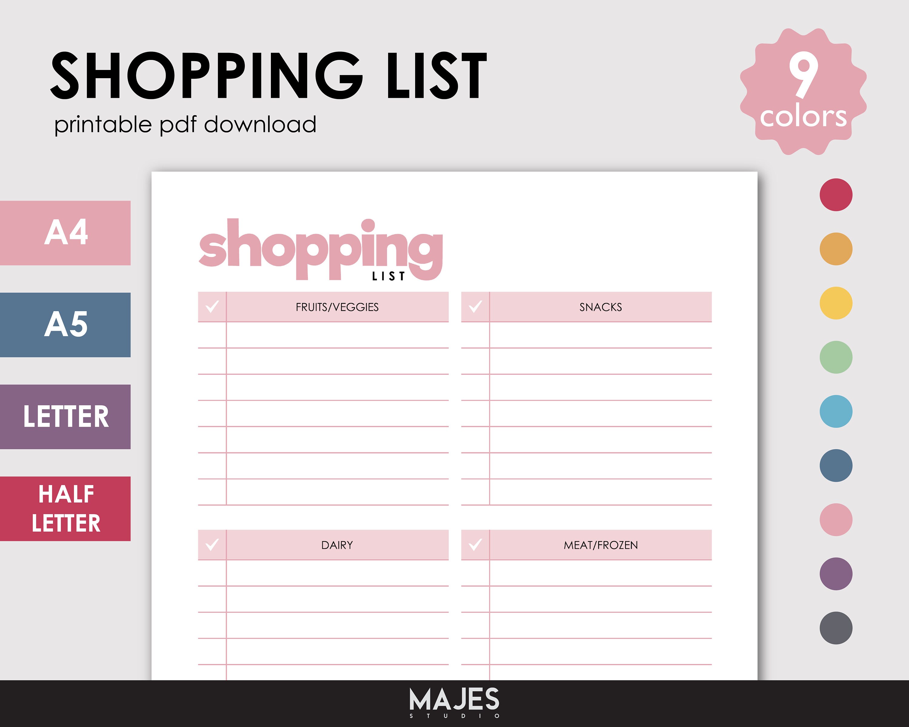 Shopping List Grocery List Store List Printable List to - Etsy