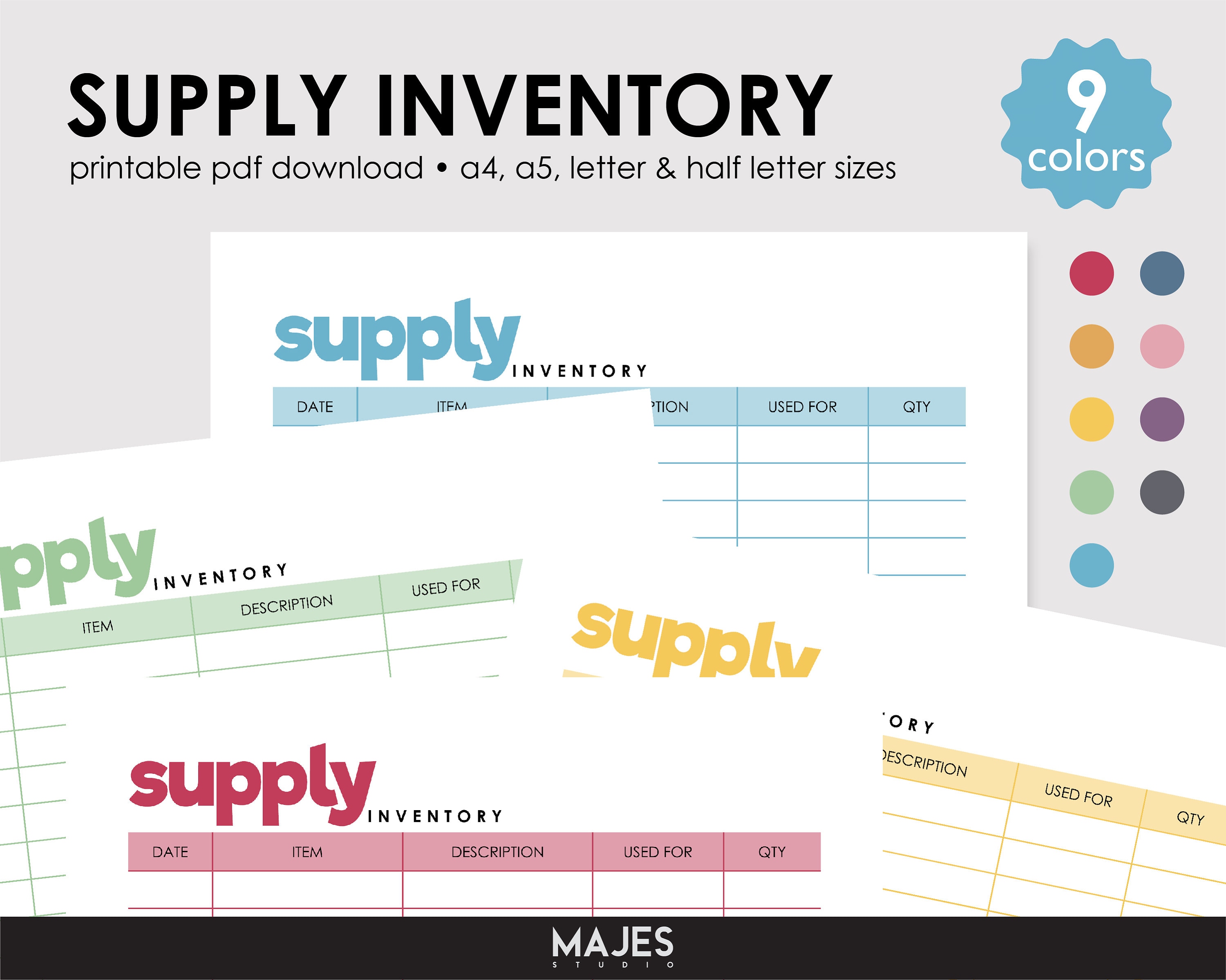 Supply Inventory Inventory Sheet PDF Download A4 Download - Etsy