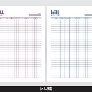 Bill Checklist PDF, Bill Payment Log, Bill Log Checklist Bill Planner ...
