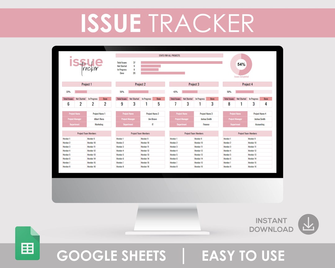 Issue Tracker Google Sheet Template, Business Planner (digital Download ...