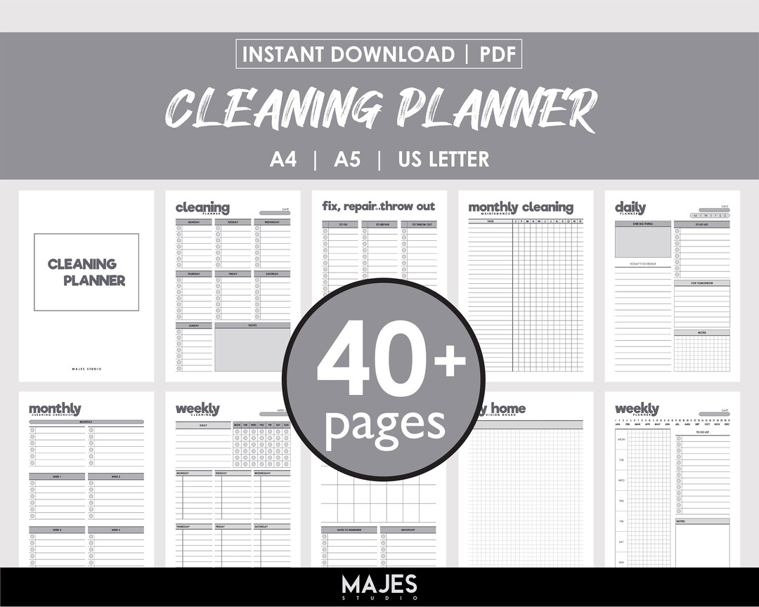 Cleaning Planner, Organization Bundle, Home Cleaning, Printable Planner ...
